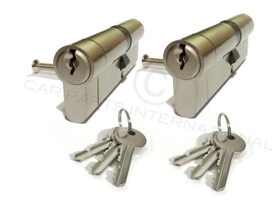 2 x Secure Euro Door Locks 30/30 NICKEL Finish Keyed Alike 3 Keys Per ...