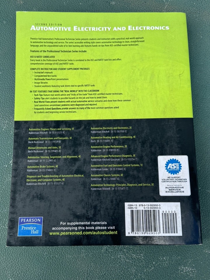 AUTOMOTIVE ELECTRICITY & ELECTRONICS PB Book James Halderman 2d Ed ...