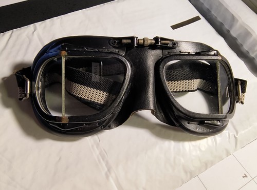 VINTAGE AVIATION STYLE GOGGLES MADE IN ENGLAND NICE CONDITION FREE ...