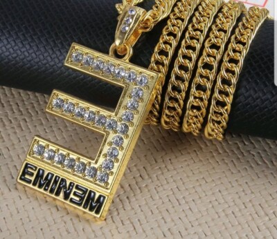 Eminem Ex Demo Gold Plated E Pendant Chain RARE Collector's Edition ...