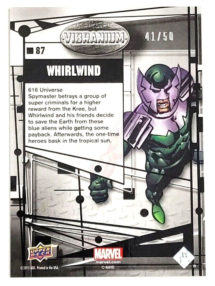 2015 MARVEL VIBRANIUM - WHIRLWIND - RADIANCE #D 41/50 UPPER DECK MCU | eBay