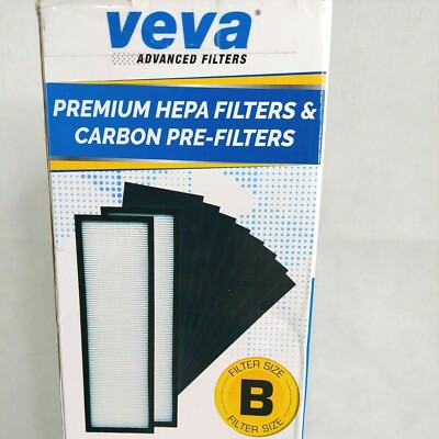VEVA PREMIUM ADVANCED FILTERS SIZE B - 2 HEPA FILTERS and 8 CARBON PRE ...