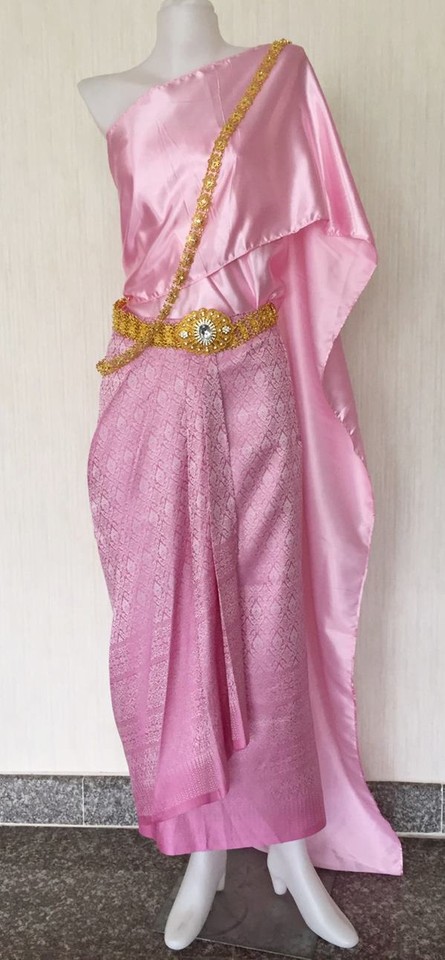 Traditional Thai Costume Wedding Dress Wrap Sinh Skirt Cloth Carnival ...