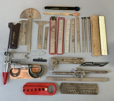 Huge Lot Vintage Machinists Machining Tools Calipers Micrometer Ruler ...
