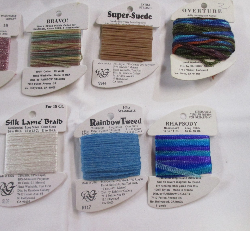 10 lot Assorted Thread from Rainbow Gallery, Silk Lame Braid, Rhapsody ...