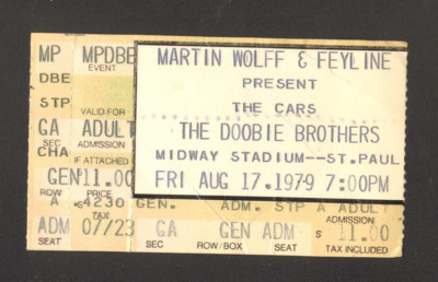 DOOBIE BROTHERS & THE CARS ORIGINAL CONCERT TICKET STUB 8/17/79 1979 ST ...