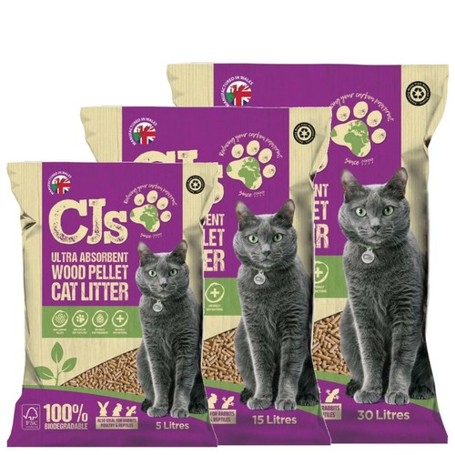 CJ's Premium Cat Litter Ultra Absorbent Wood Pellets Biodegradable Soft ...