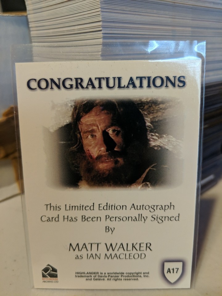 Highlander The Complete Series Matt Walker A17 Autograph Card as Ian ...