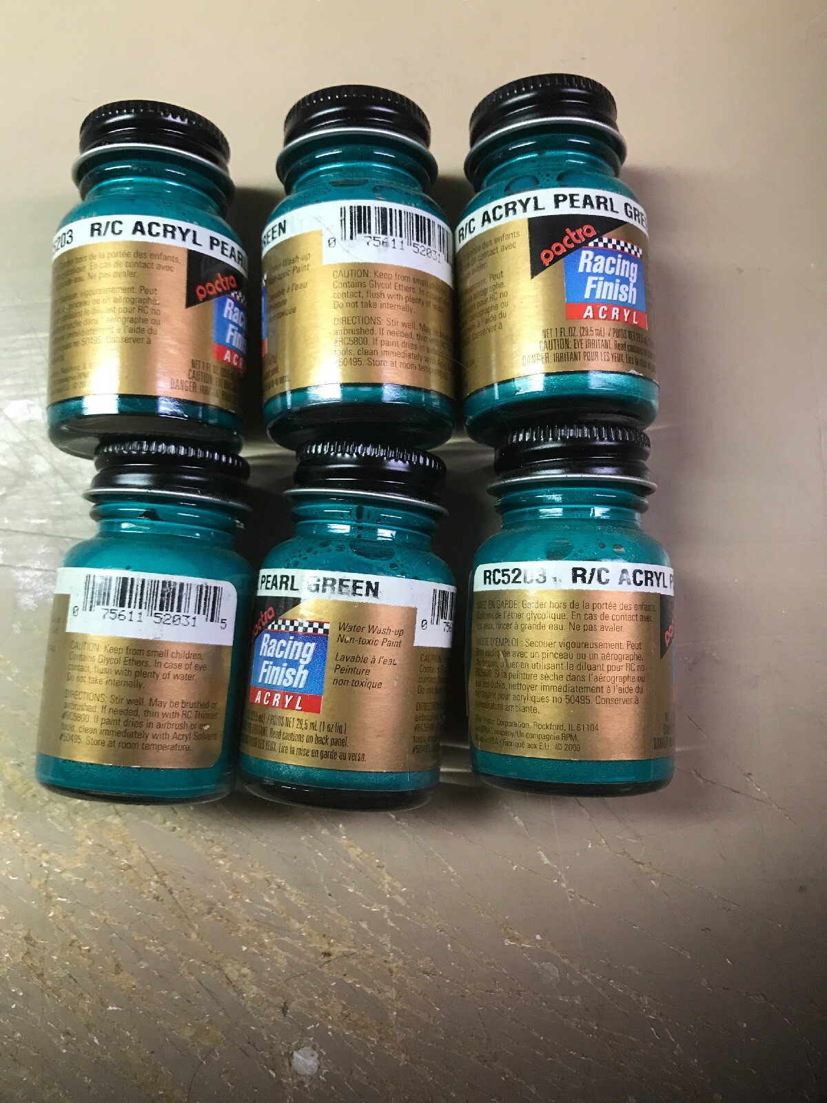 Lot Of 6 Pactra RC5203 Pearl Green 1 oz Acrylic Racing Finish Lexan ...