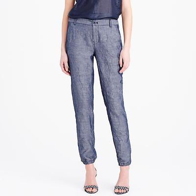 J.Crew Lightweight Cuffed Chambray Trouser Pant Size 10 NWT | eBay
