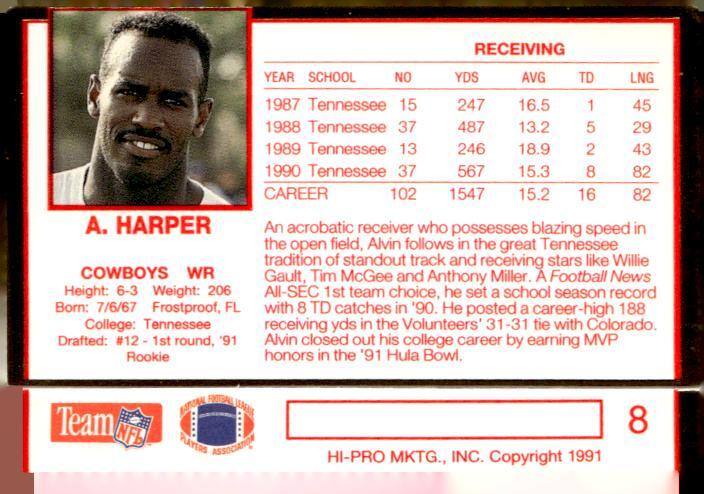 1991 Action Packed Rookie/Update #8 Alvin Harper | eBay