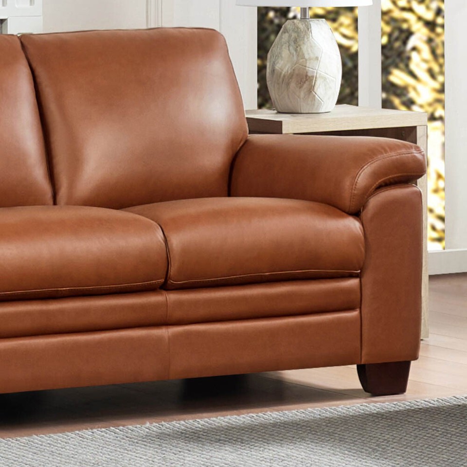 Hydeline Magnum Top Grain Leather Sofa Couch, Memory Foam and Springs ...