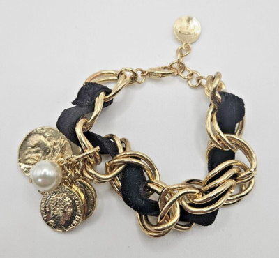 Vtg Foreign Coin Charm Bracelet Graziano gold tone faux Coins Jewelry ...