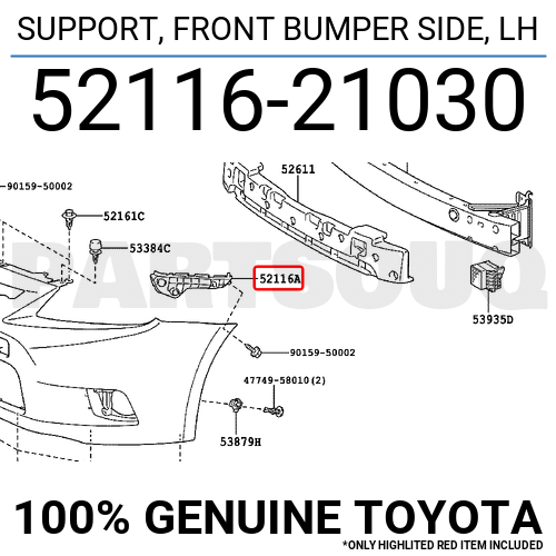 5211621030 Genuine Toyota SUPPORT, FRONT BUMPER SIDE, LH 52116-21030 | eBay