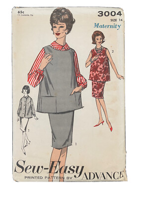 3004 Advance Vintage 1950s MATERNITY Top Blouse Skirt EASY Sewing ...