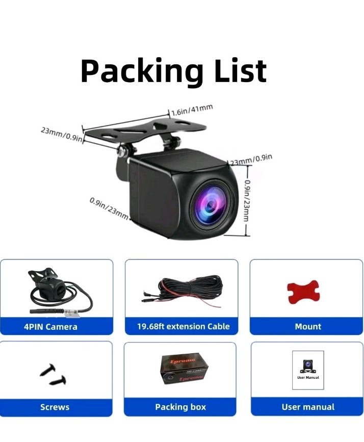 Epronic AHD 1080P 4 Pin Car Reverse Camera for Portable Carplay Car ...