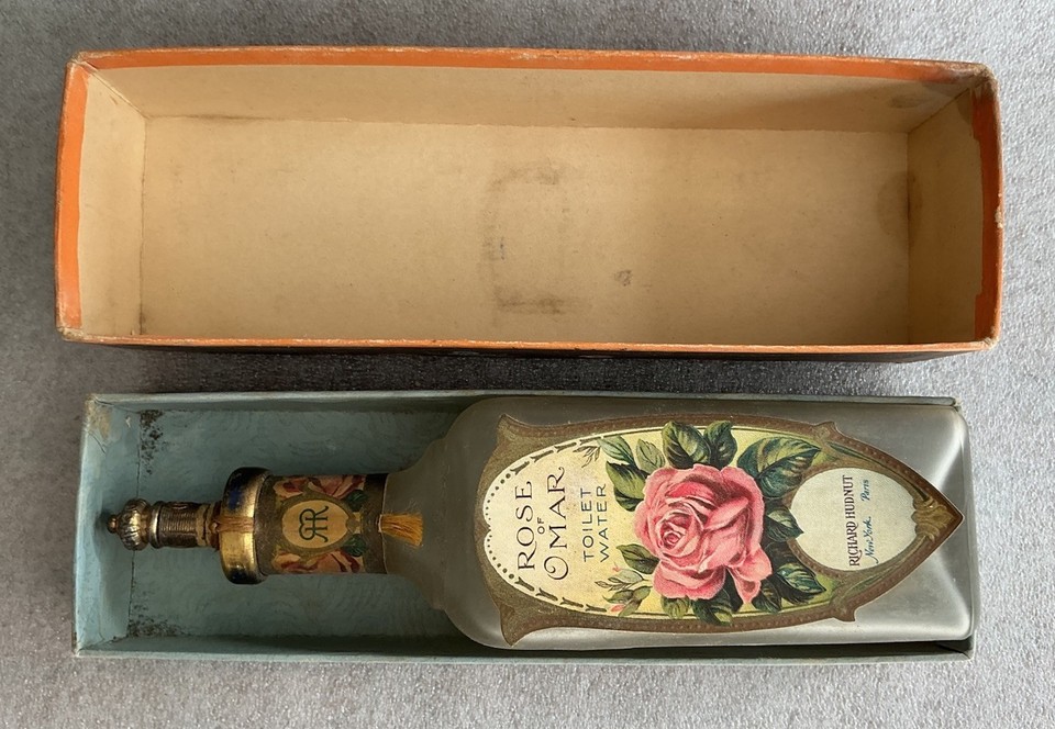 ANTIQUE COMMERCIAL RICHARD HUDNUT ROSE OF OMAR PERFUME BOTTLE IN BOX | eBay