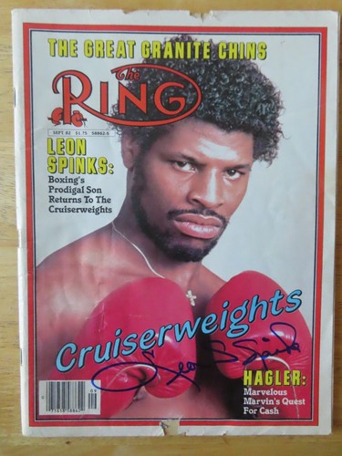 Boxer LEON SPINKS (d. 2021) signed The Ring September 1982 Magazine No ...
