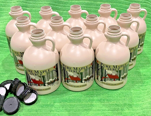 Empty, New Plastic Maple Syrup Quart Jugs. Case of 12 with tamper ...