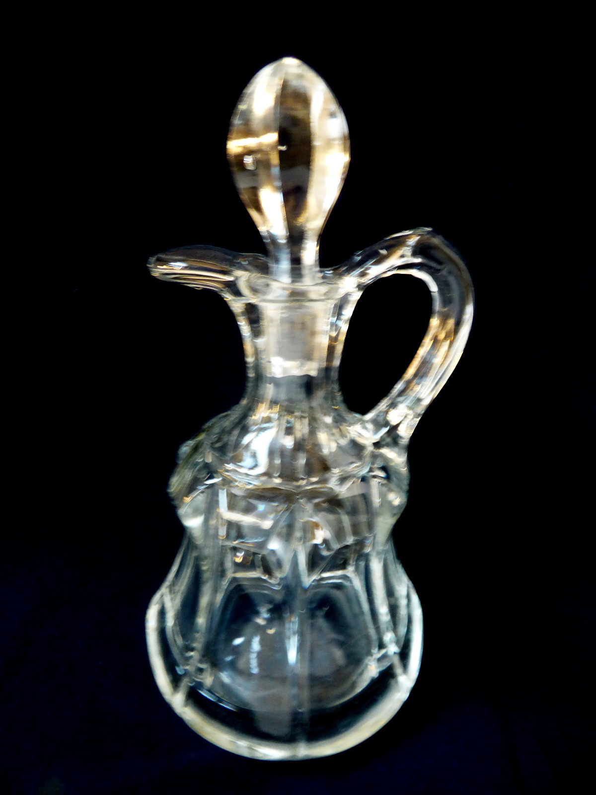 VTG Antique Clear Glass oil vinegar Cruet Bottle pitcher with stopper ...