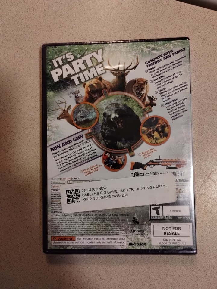 Sealed Xbox 360 Cabela's Kinect Big Game Hunting Brand New | eBay