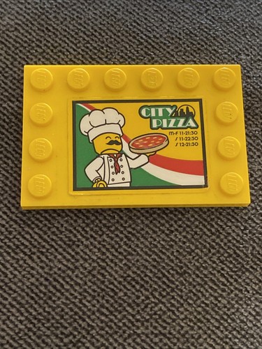 Lego Tile Spare Piece Part Pizza Italian Sign Lego Man Picture Yellow ...
