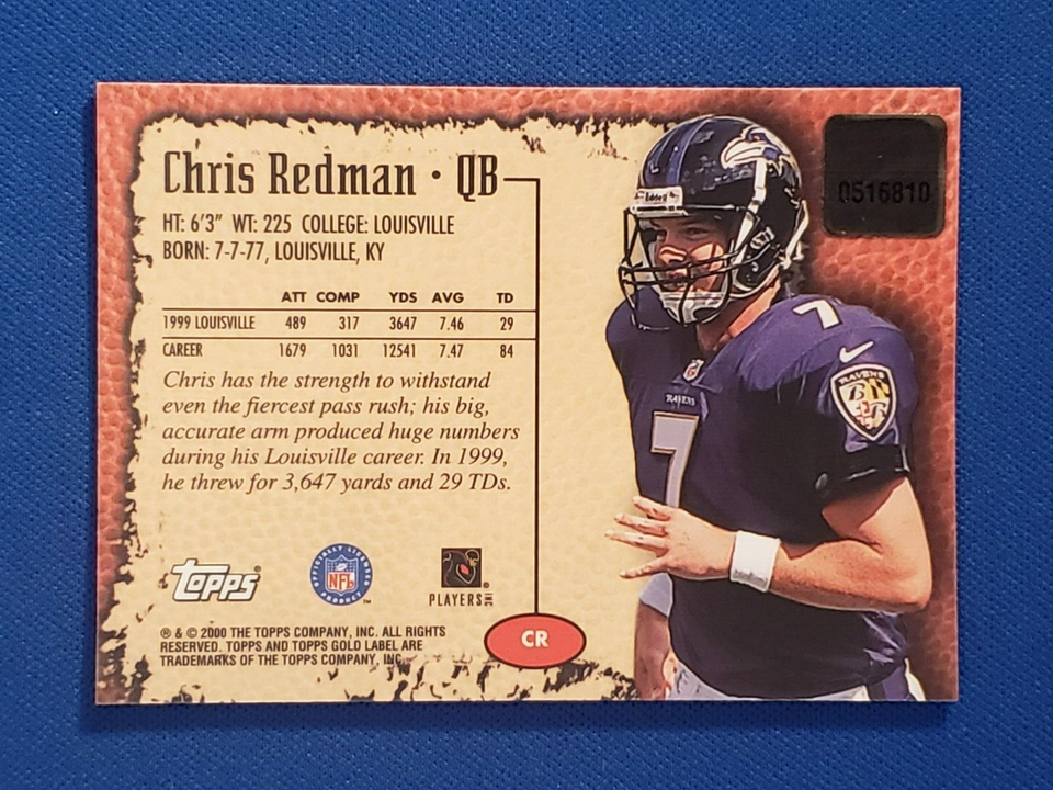 2000 Topps Gold Label Auto Chris Redman #CR Rookie Ravens | eBay