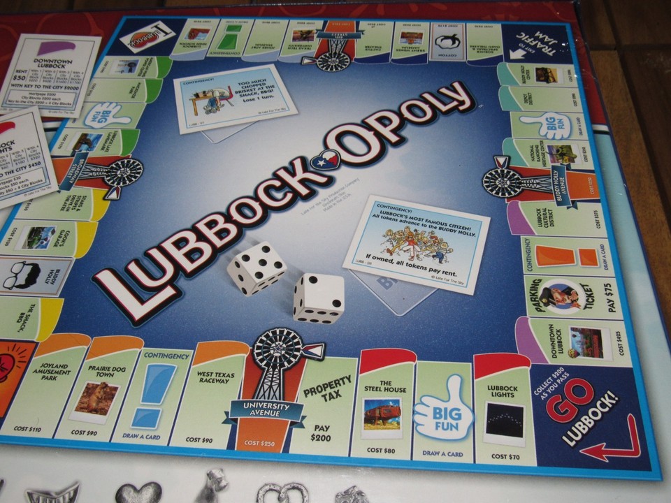 LUBBOCK OPOLY Texas Monopoly Board Game Boardgame 2-6 Players BRAND NEW ...
