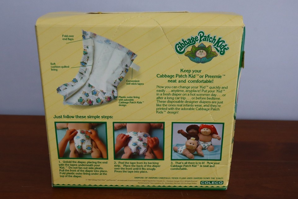 Vintage 1984 Coleco Cabbage Patch Kids 6 Disposable Diapers NEW in Package | eBay