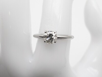 Estate $5000 1ct Si1 H TOMBSTONE CUT ROUND BRILLIANT 14k White Gold ...