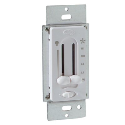 (3)-Hunter White 4-Speed/Full Range Dimmer Dual Slide Fan Control ...