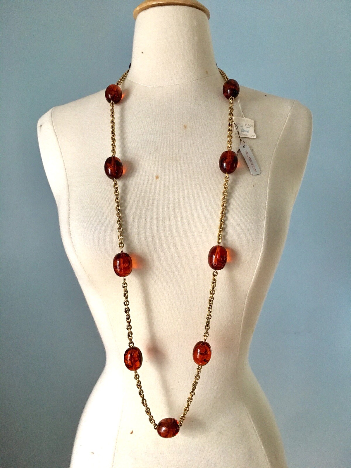 Vintage 70s 80s Richard Serbin Lucite Beads With Gold Tone Chain ...