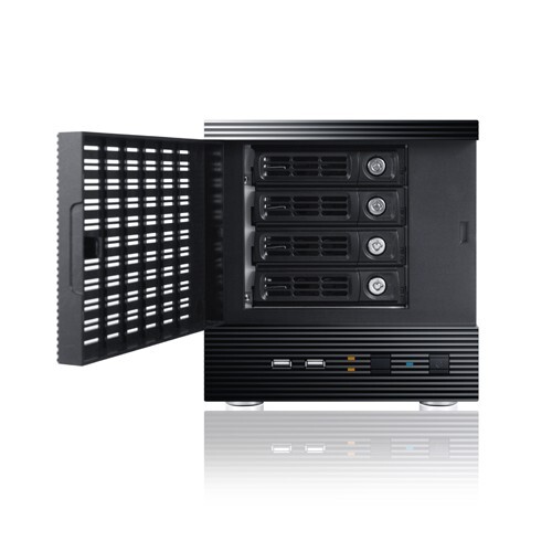 Sans Digital Mini-ITX NAS Server Case w/4x3.5" Hot Swap HDD/SSD Trays ...