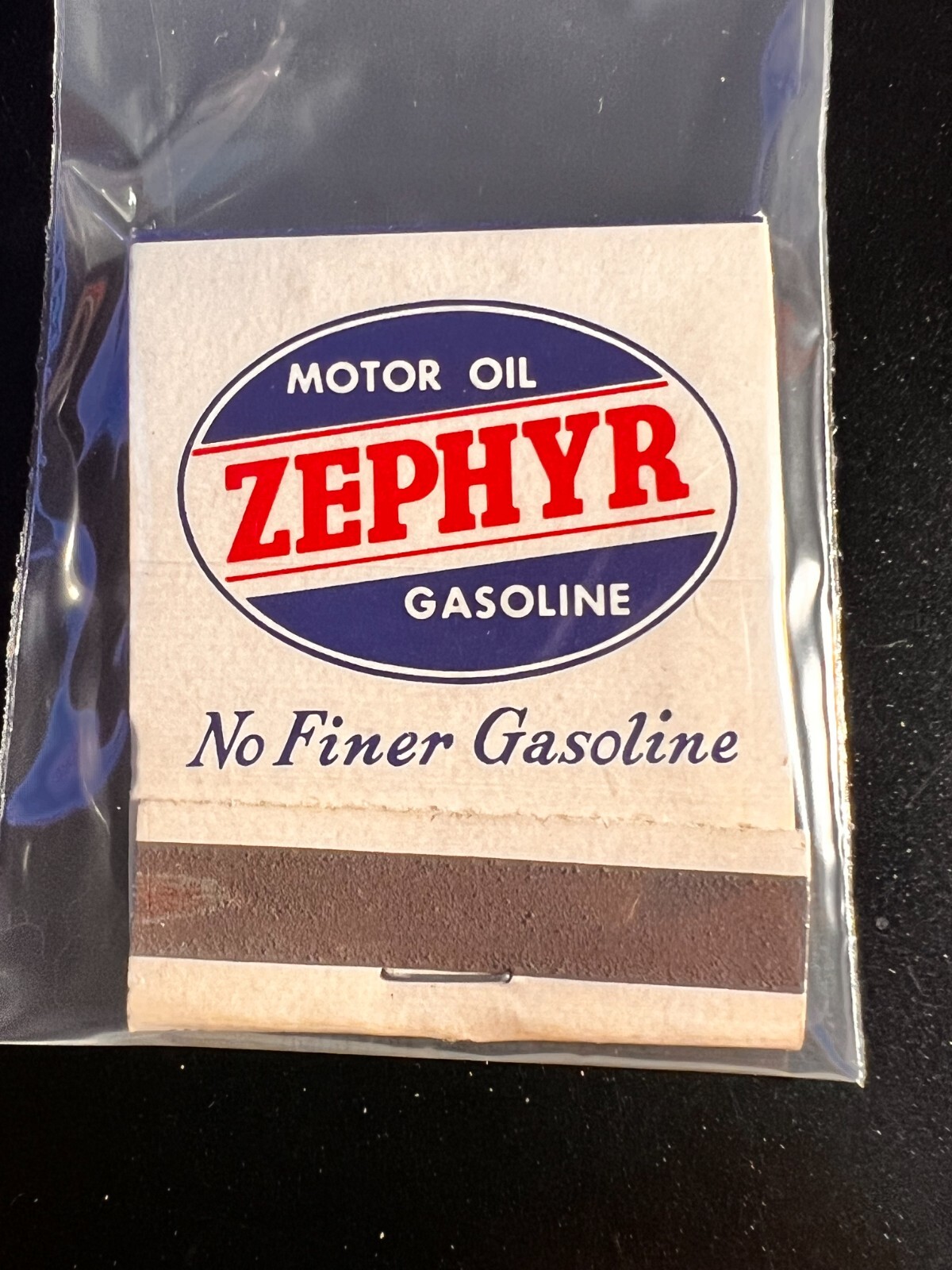 MATCHBOOK - ZEPHYR MOTOR OIL & GASOLINE - NO FINER GASOLINE - STRUCK ...