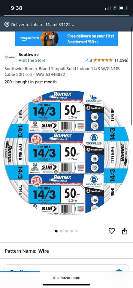 14/3 Copper Wiring - 250 Ft 14/3 ROMEX OR CERROMAX brand - Blue or ...