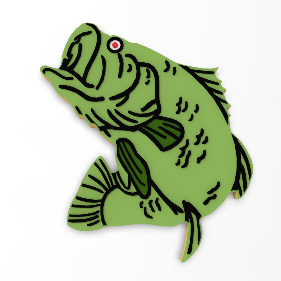 Largemouth Bass Cookie Cutter & Stamp | Fish Fishing Line Pole River ...