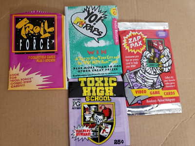 Vtg Trading Cards Wax Gum Pack Lot - Toxic High School, Troll Force,Zap ...