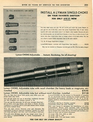 1963 Print Ad of Lyman Single Choke Lymanchoke Shotgun Choke Tube | eBay