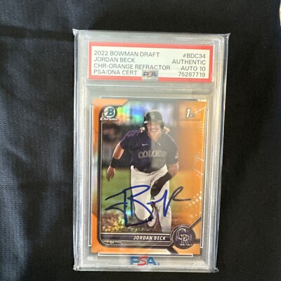 2022 Bowman Chrome Draft 1st JORDAN BECK Orange AUTO /25 - PSA 10 Auto ...