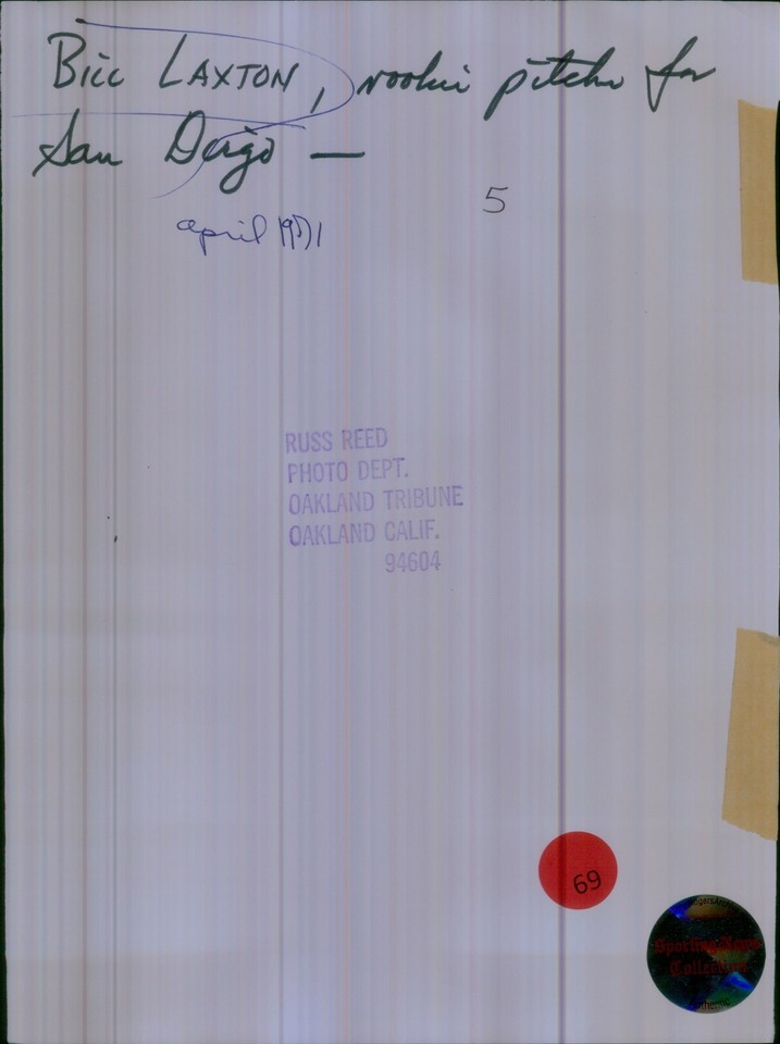 LG788 '71 Original Russ Reed Photo BILL LAXTON Pitcher San Diego Padres ...