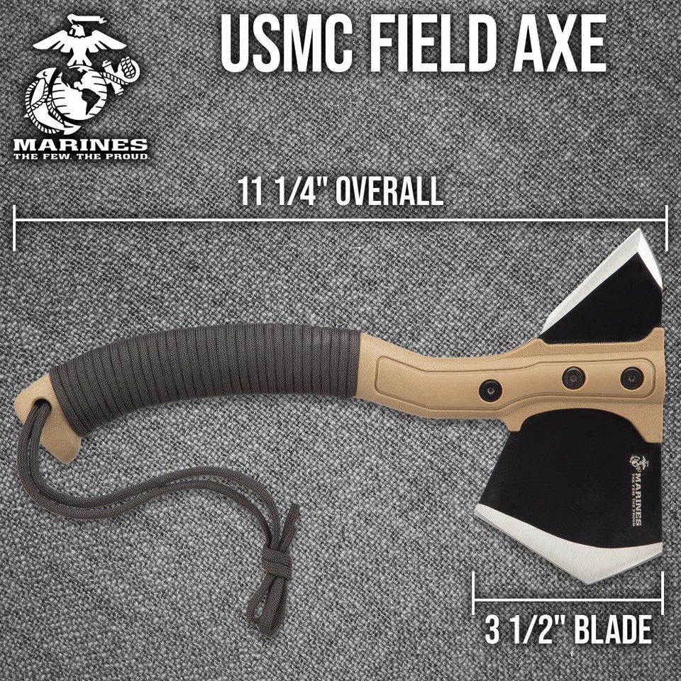 USMC Field Axe | TPU Belt Sheath | 6 1/2” Stainless Steel Axe | 11 1/4 ...