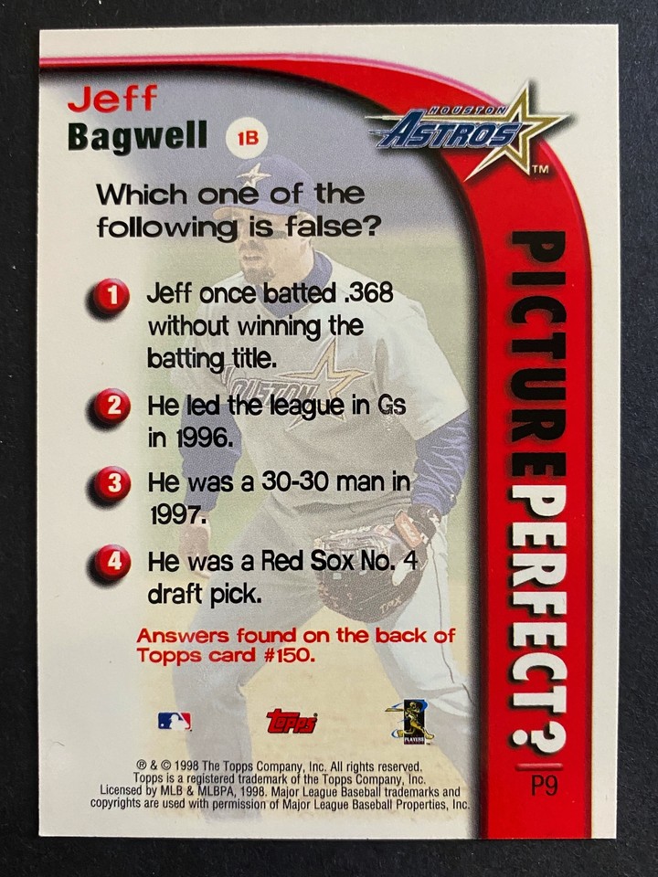 Jeff Bagwell 1999 Topps Baseball Picture Perfect Houston Astros #P9 | eBay