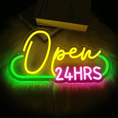 Open 24 HRS Neon Sign Business Store Shop Led Neon Lights Signs for ...