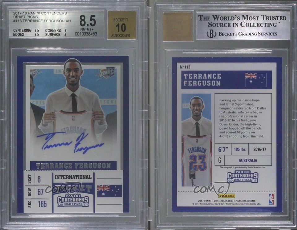 2017-18 Contenders Draft Picks International Terrance Ferguson BGS 8.5 ...