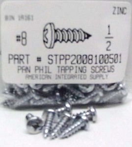 #8x1/2 Pan Head Phillips Tapping Screws Steel Zinc Plated (110) | eBay