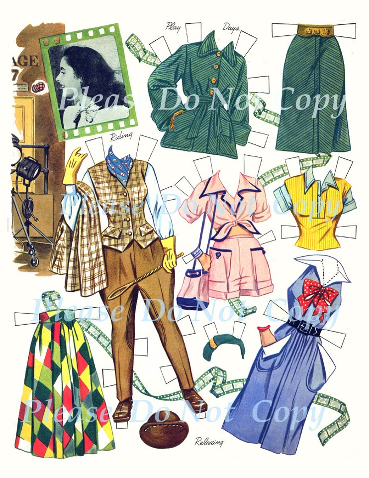 SALE! UNCUT Elizabeth Taylor Yellow Dress Paper Dolls 1952 MovieStar ...