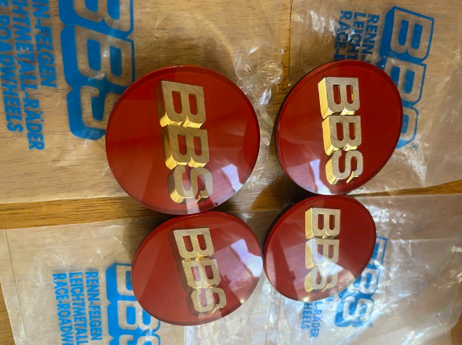 BBS Wheel Center Caps 70mm Genuine Emblem Red Gold 3D Logo P5624126 Set ...