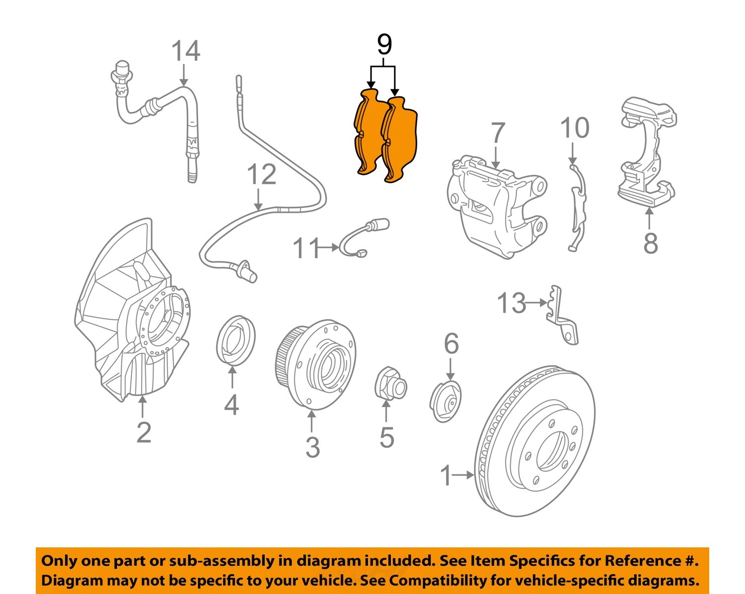 BMW OEM 92-08 318i Front Suspension Brake Components-Brake Pads ...