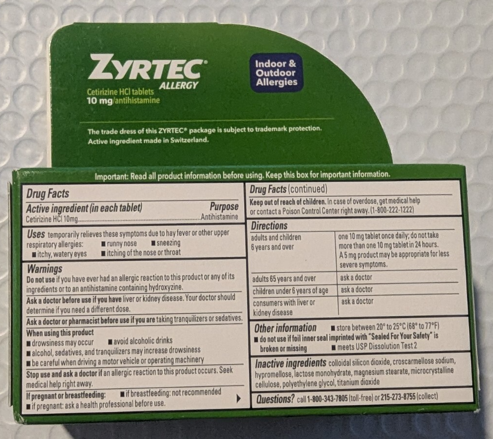 40 TABLETS* ZYRTEC 10mg HCI Expires: AUGUST 2026+ | eBay