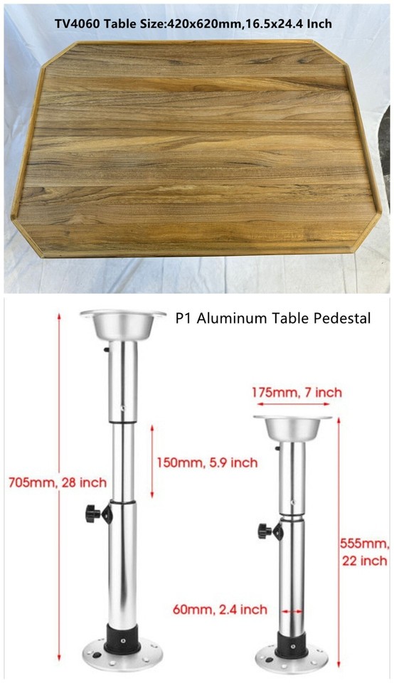 Boat Rectangular Teak Table Top 16.5x24.4 Inch Plain Cut Corners ...